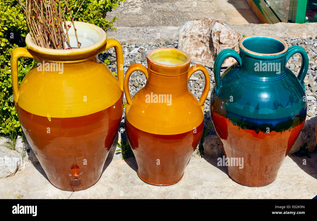 handmade terracotta containers for oil, wine, etc Stock Photo - Alamy
