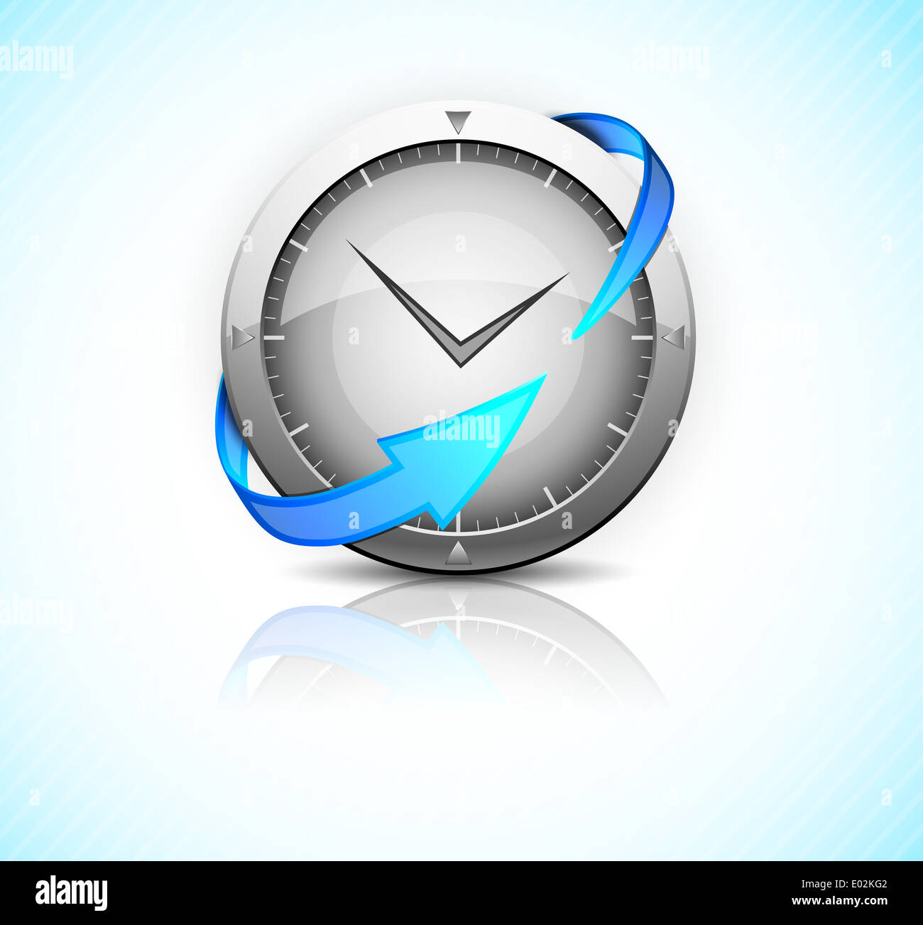 Metal clock with blue arrow. Detailed icon Stock Photo - Alamy