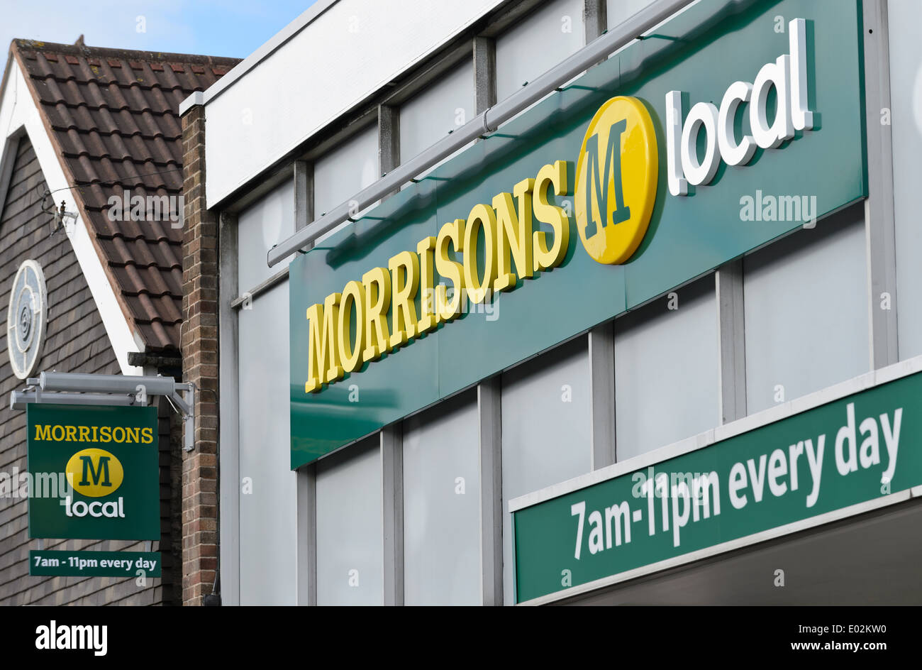 The exterior of a Morrisons local supermarket in Sutton Coldfield, West ...