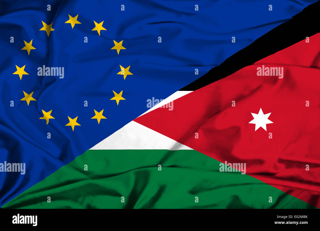 Waving flag of Jordan and EU Stock Photo - Alamy