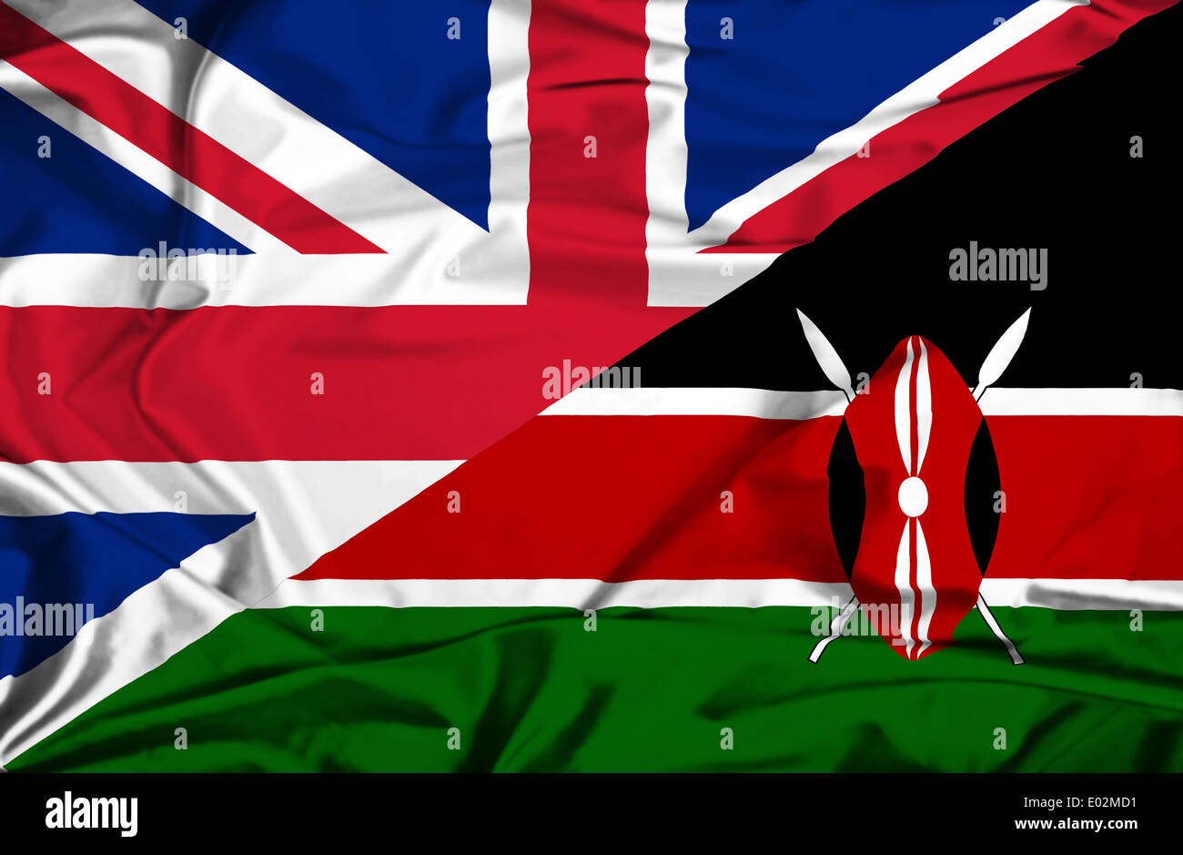 Waving flag of Kenya and UK Stock Photo - Alamy