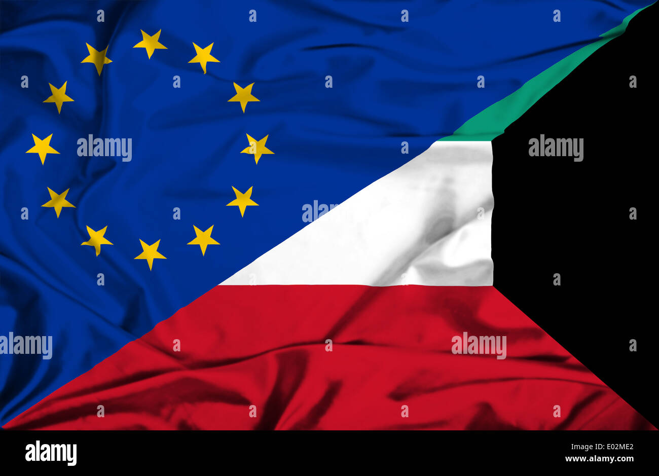 Waving flag of Kuwait and EU Stock Photo - Alamy