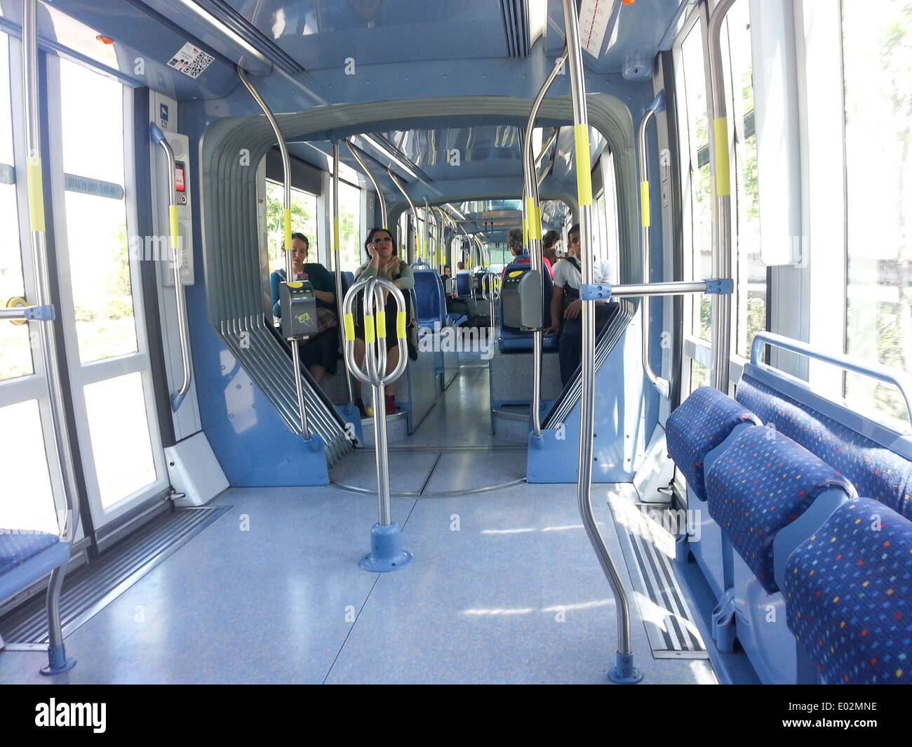 Israel, Jerusalem inside the Light Train rapid urban transport system ...