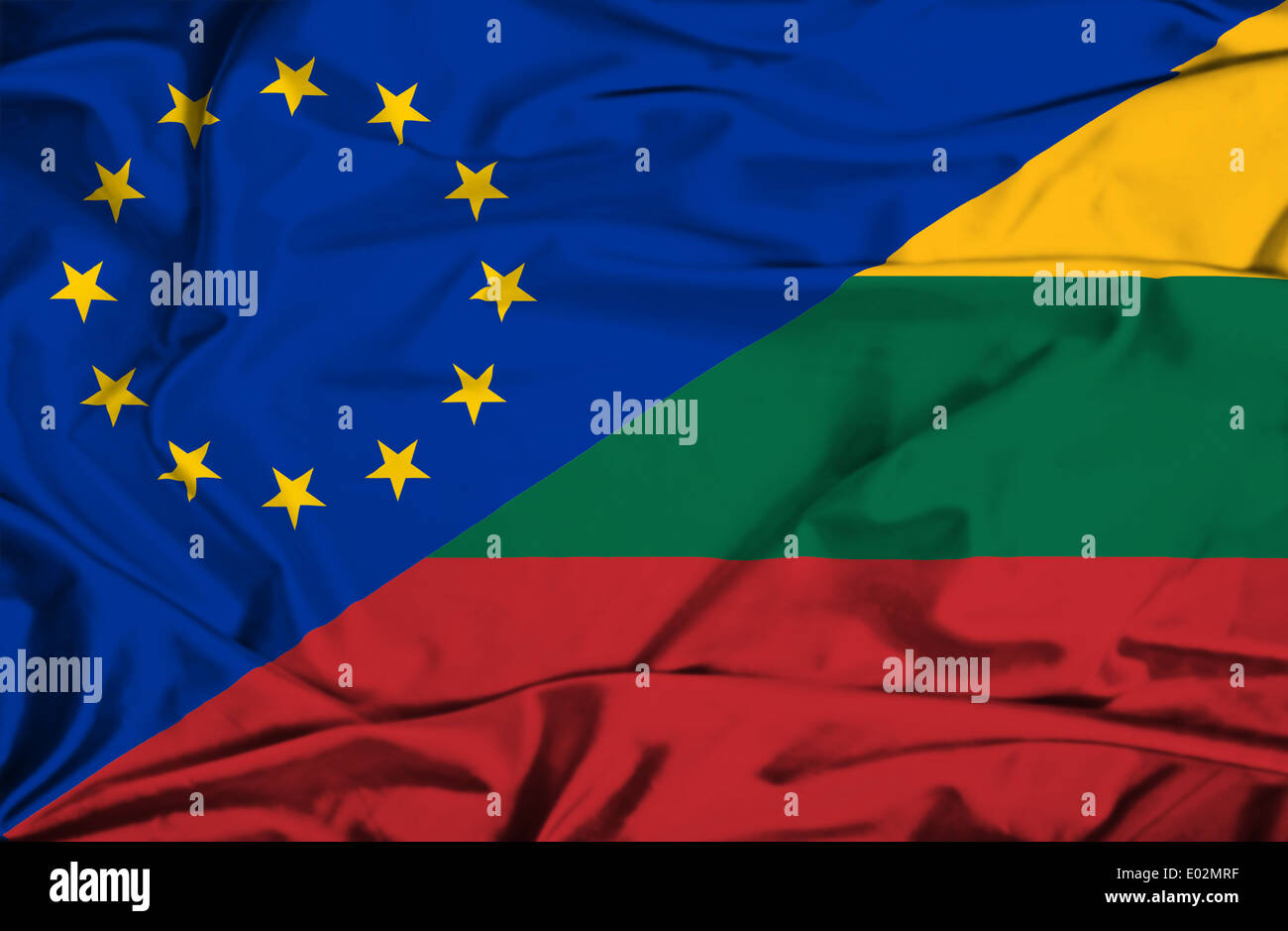 Waving flag of Lithuania and EU Stock Photo - Alamy
