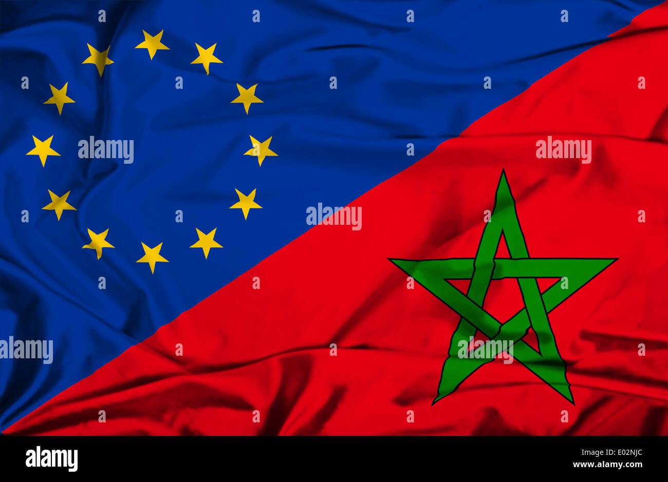 Waving flag of Morocco and EU Stock Photo - Alamy