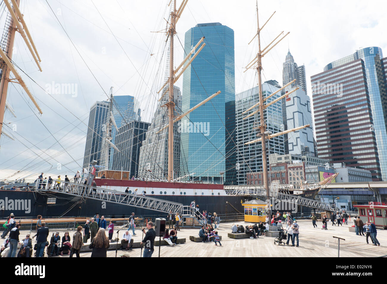 Pier 16 in the South Street Seaport, with the South Street Seaport ...