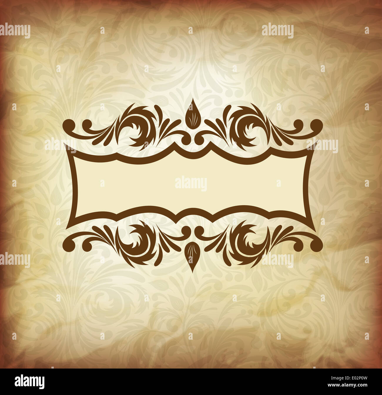 Vintage card with floral pattern on old paper Stock Photo - Alamy