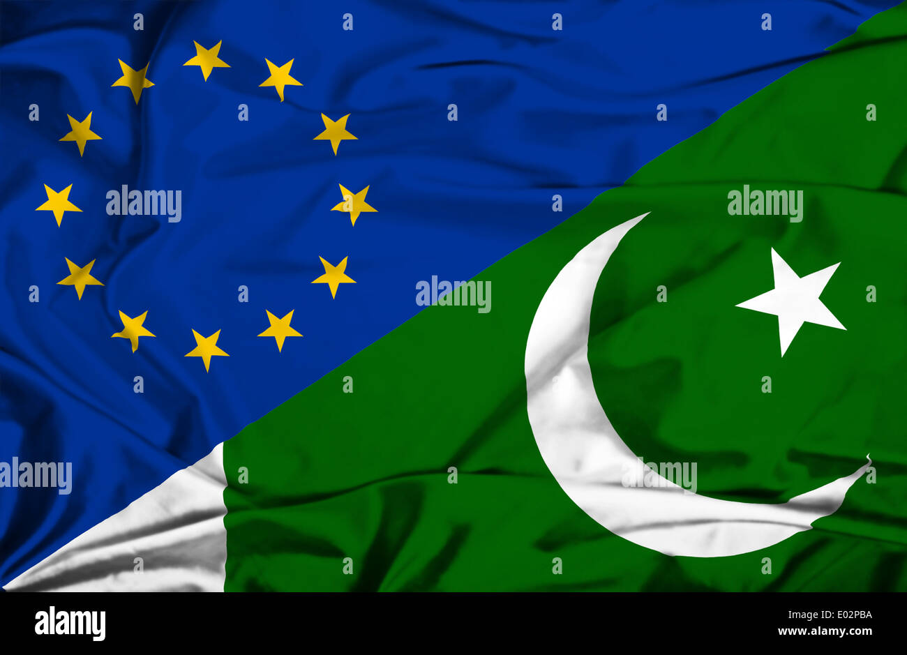 Waving flag of Pakistan and EU Stock Photo - Alamy