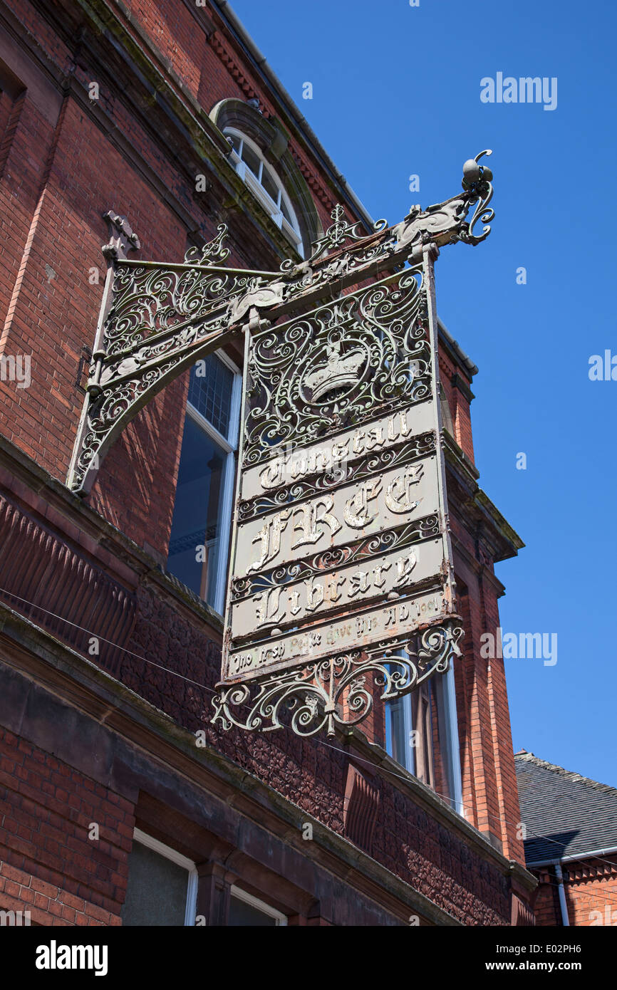 An ornate sign outside the Jubilee Buildings the public library ...