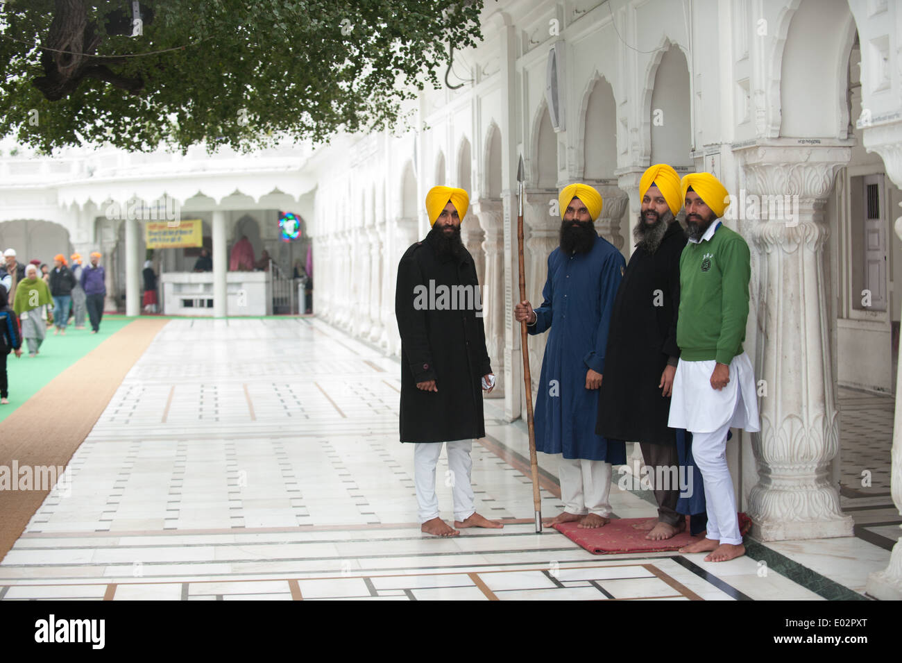 India- Punjab: Amritsar : four Sikh soldiers in the golden temple or ...