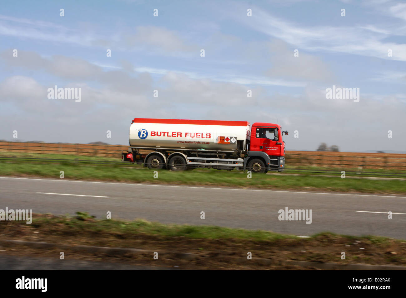 A Butler Fuels tanker raveling along the A417 dual carriageway in The ...