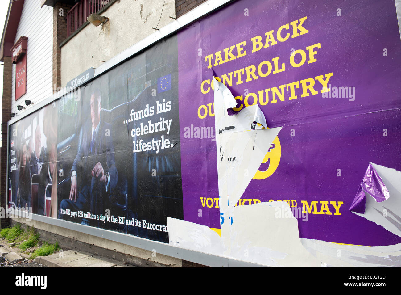 Liverpool, UK. 30th April 2014. Large billboard on a main arterial ...