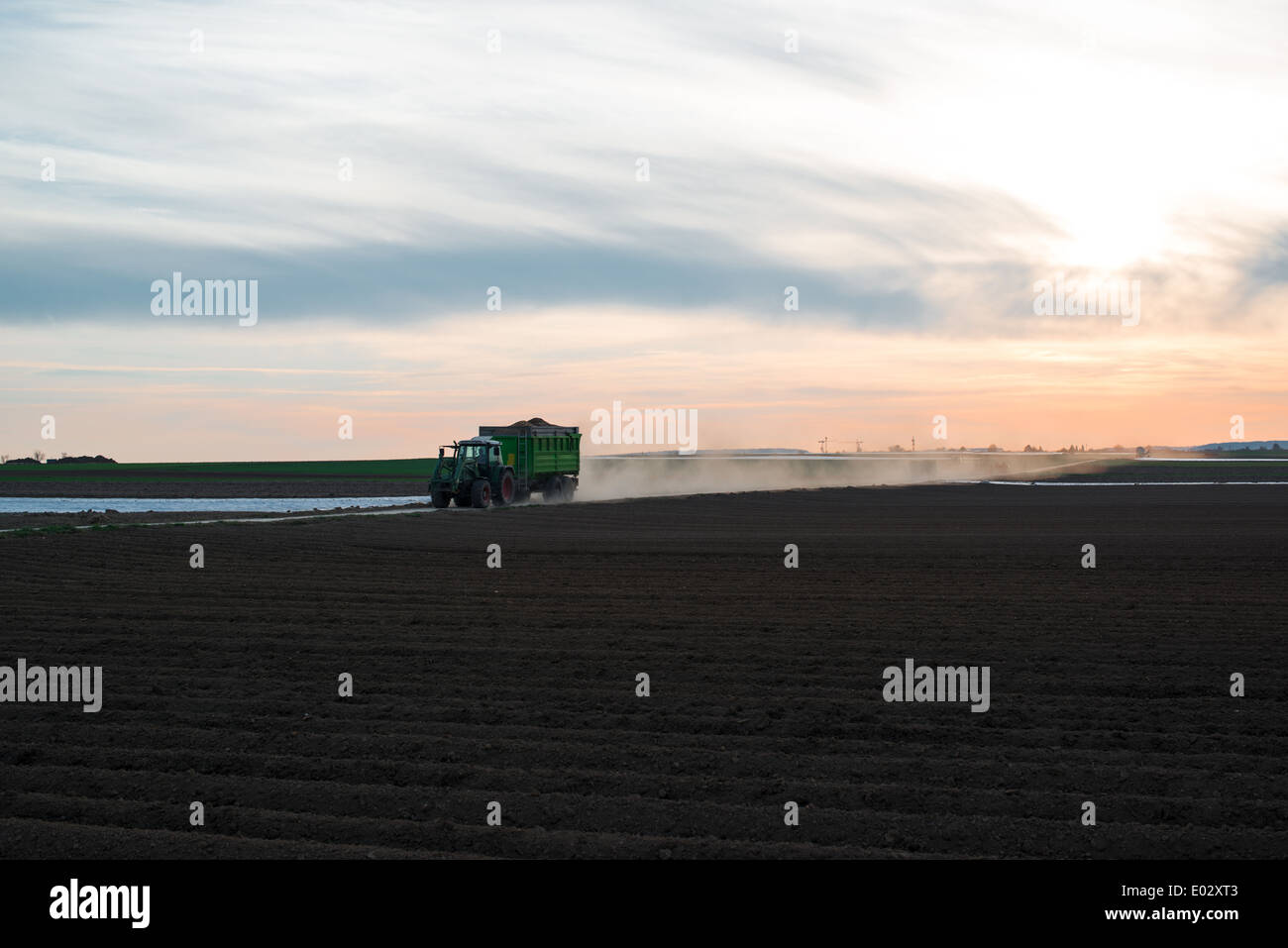 Modern tractor with trailer Stock Photo - Alamy