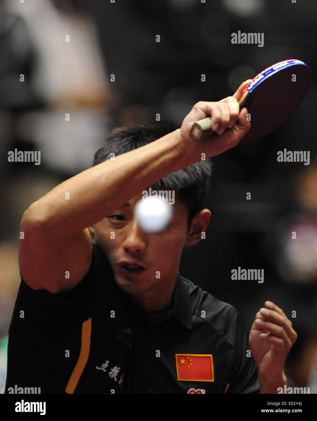 Tokyo, Japan. 30th Apr, 2014. Zhang Jike of China returns a shot to ...
