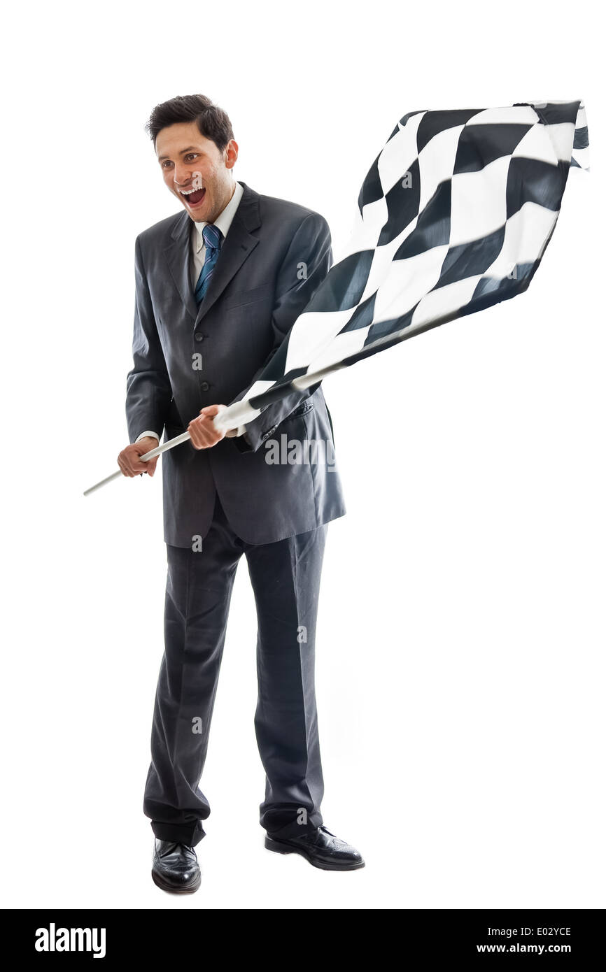 Man waving checkered flag hi-res stock photography and images - Alamy