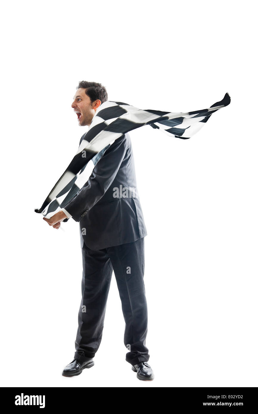 Man waving checkered flag hi-res stock photography and images - Alamy
