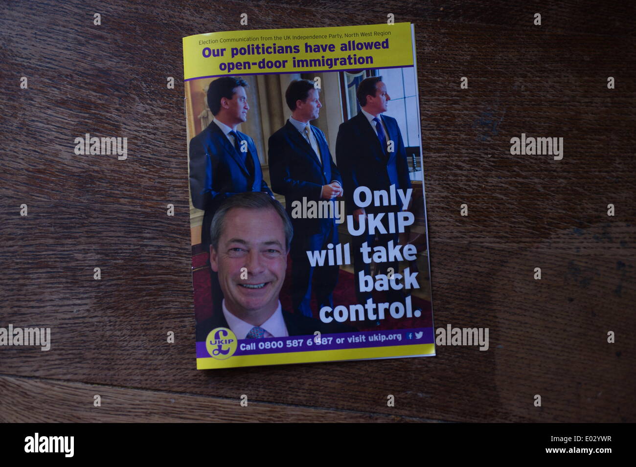 UK. 30th April 2014. UKIP European Election campaign leaflet Credit ...