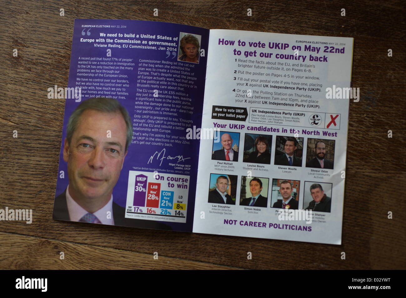 UK. 30th April 2014. UKIP European Election campaign leaflet Credit ...