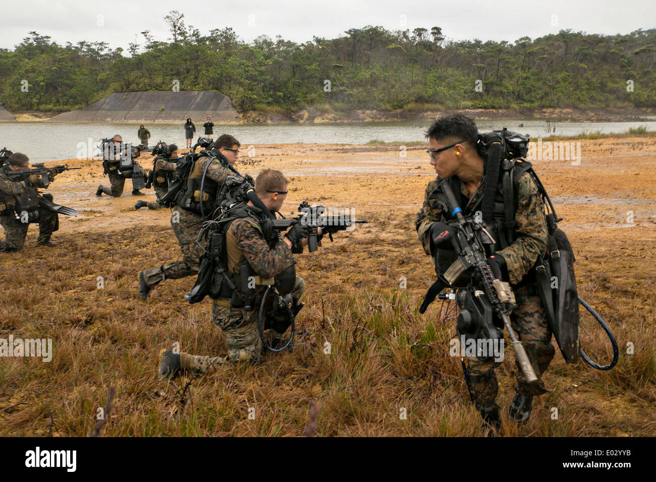 US Marines launch an amphibious assault during combatant diver and ...