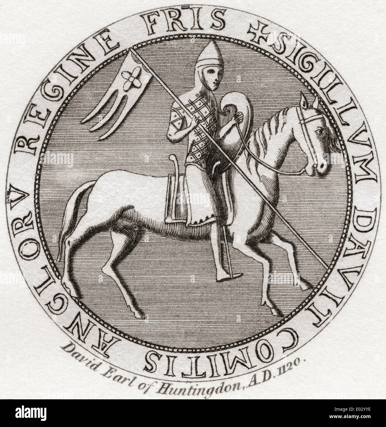 Seal of David of Scotland, c. 1144 – 1219. Scottish prince and Earl of ...