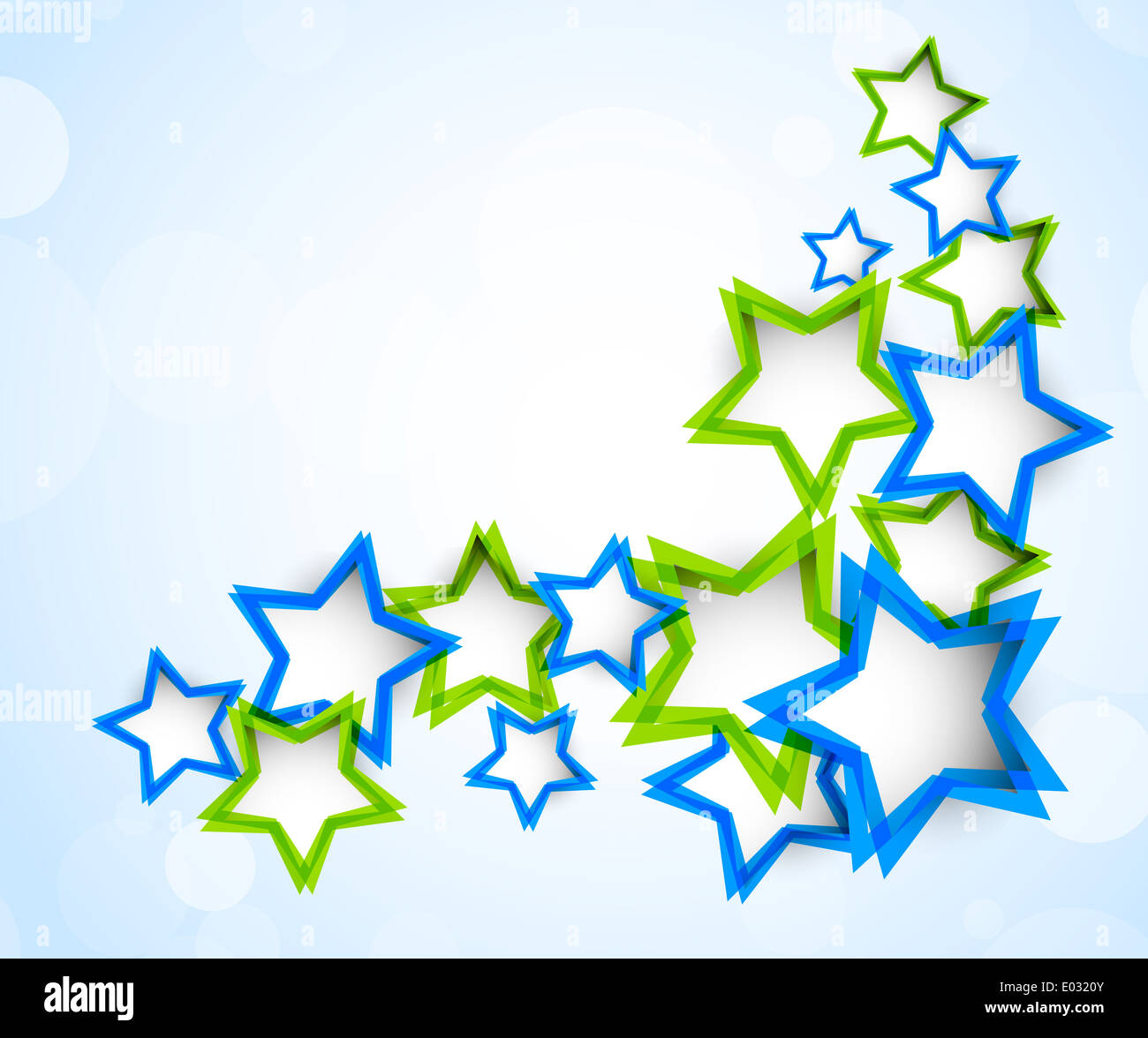 Background with green and blue stars Stock Photo - Alamy