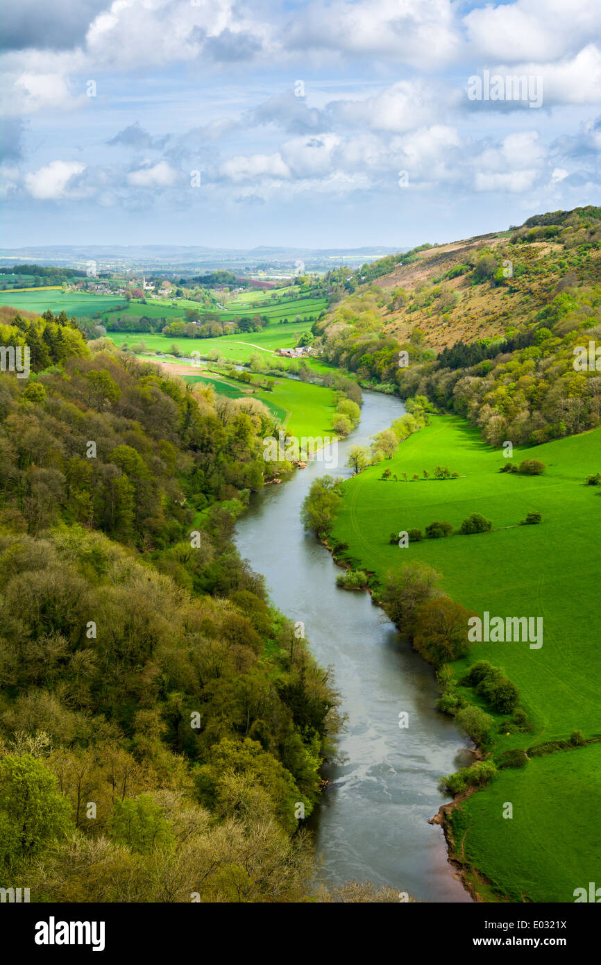 View over the Wye Valley in spring time from Yat Rock, Symonds Yat ...