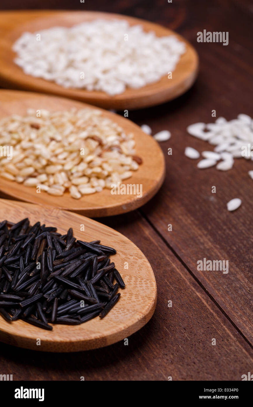 White, wild and brown rice Stock Photo - Alamy