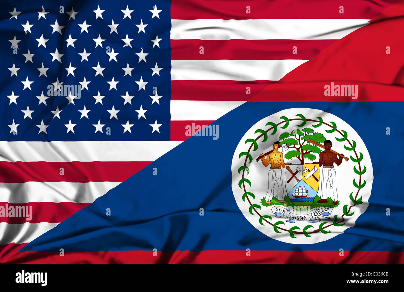 Waving flag of Belize and USA Stock Photo - Alamy