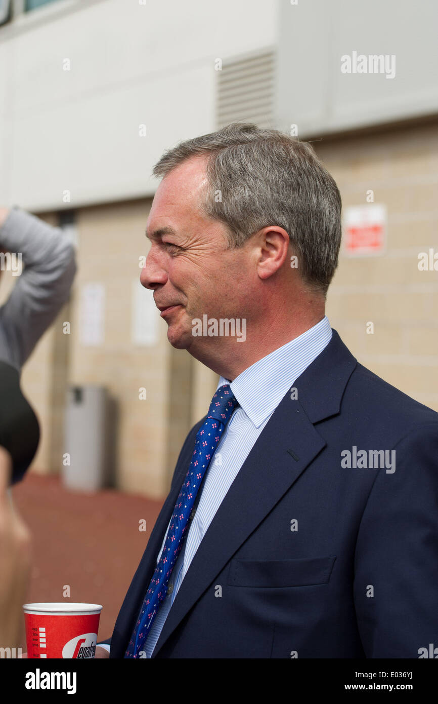 SWANSEA, UK. 30th April 2014. Nigel Farage speaks at the Liberty ...