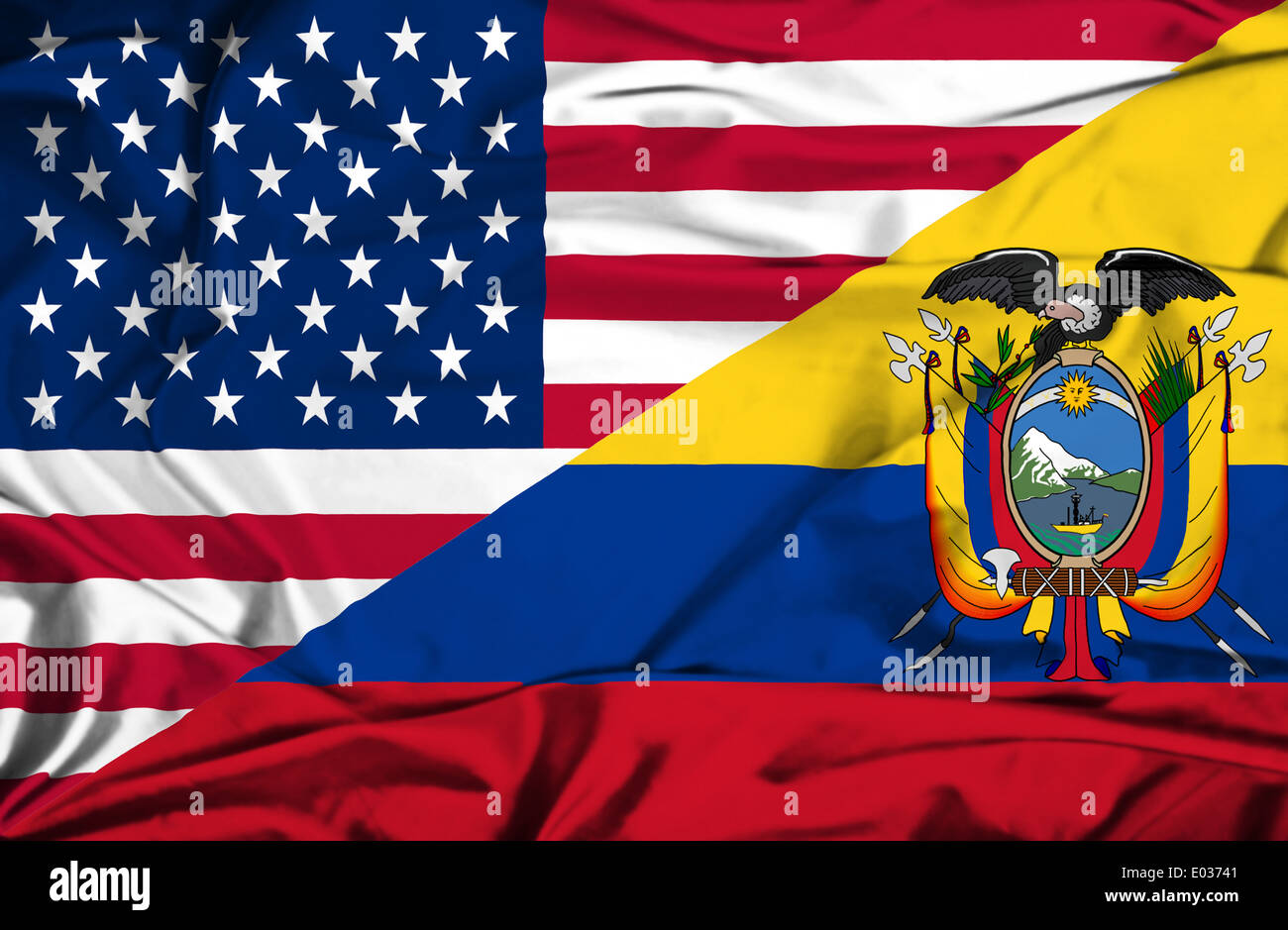 Waving flag of Ecuador and USA Stock Photo - Alamy