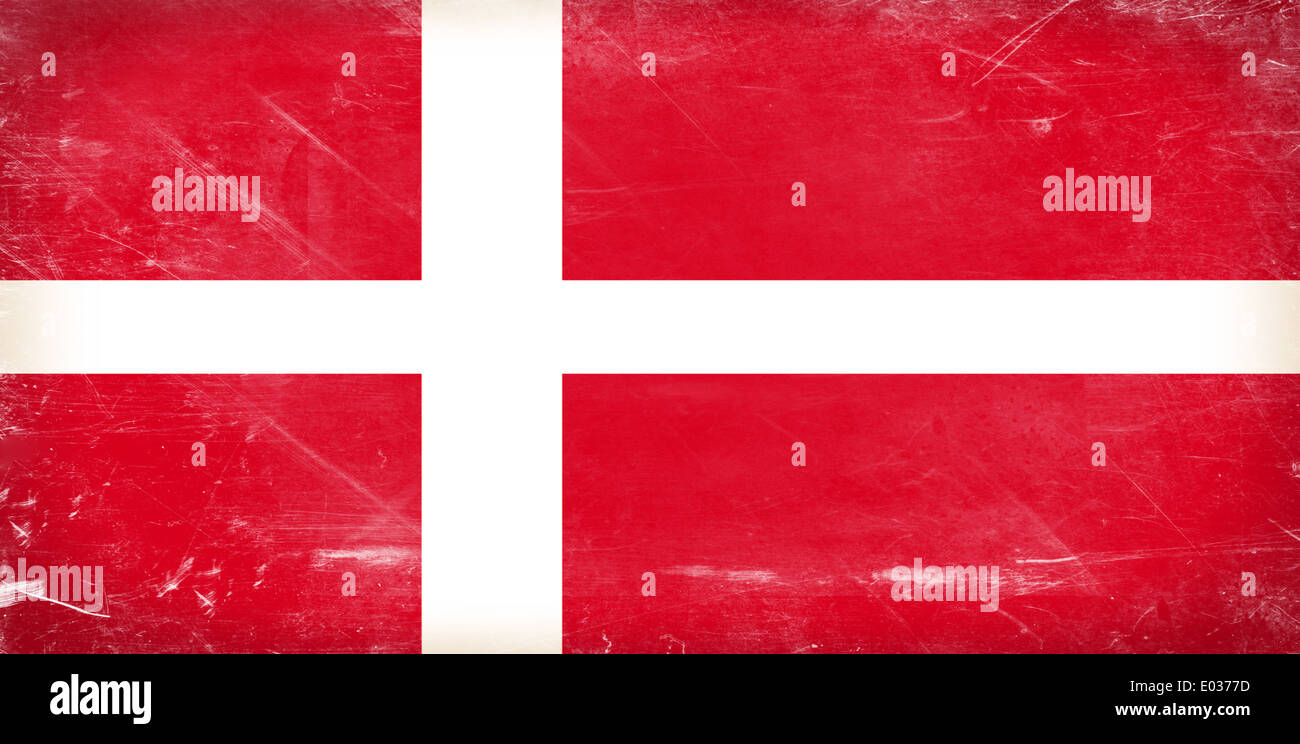 Denmark flag. Shabby vintage flag in grunge style Stock Photo - Alamy
