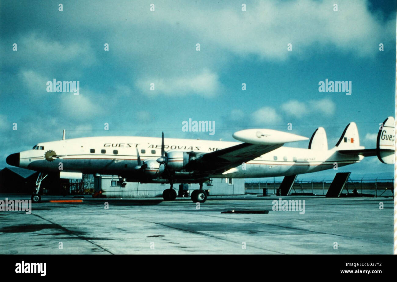 The Lockheed 1049G Super Constellation, a propeller-driven airliner, is ...