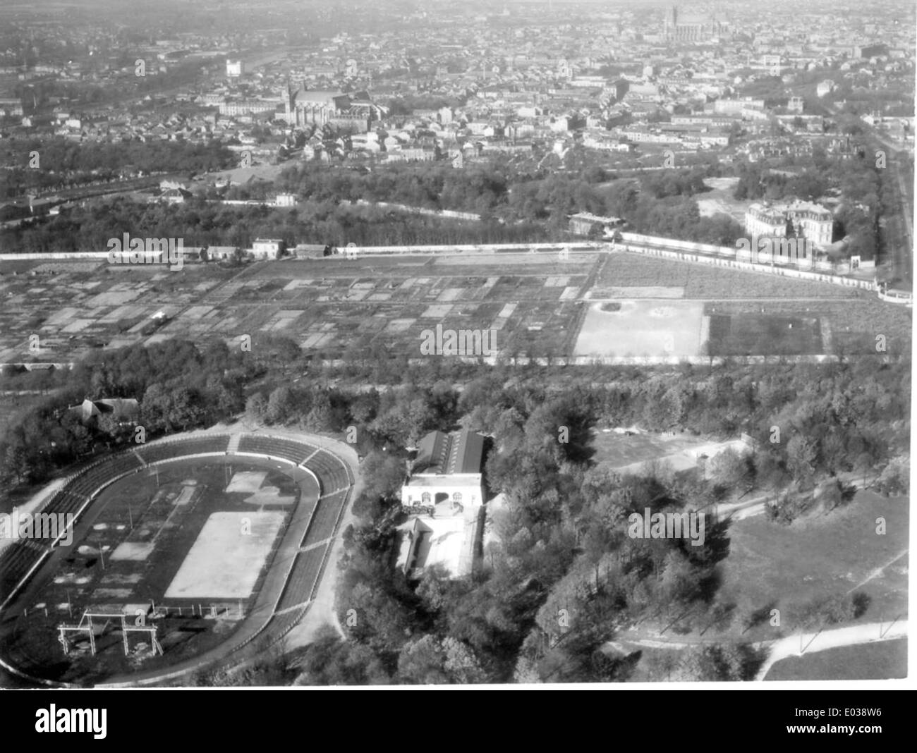 This aerial photograph offers a bird’s-eye view of various landscapes ...