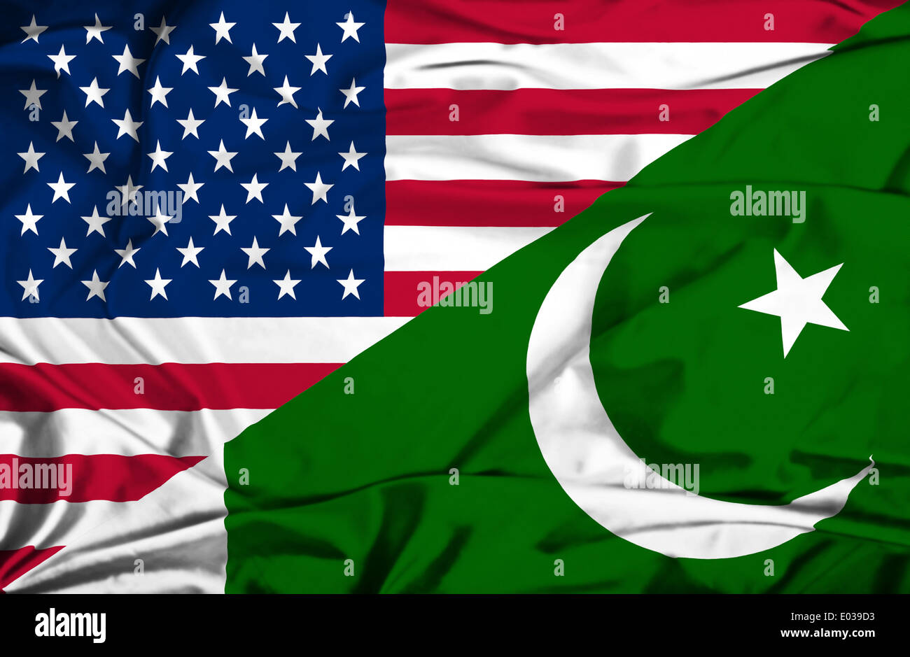 Waving flag of Pakistan and USA Stock Photo - Alamy