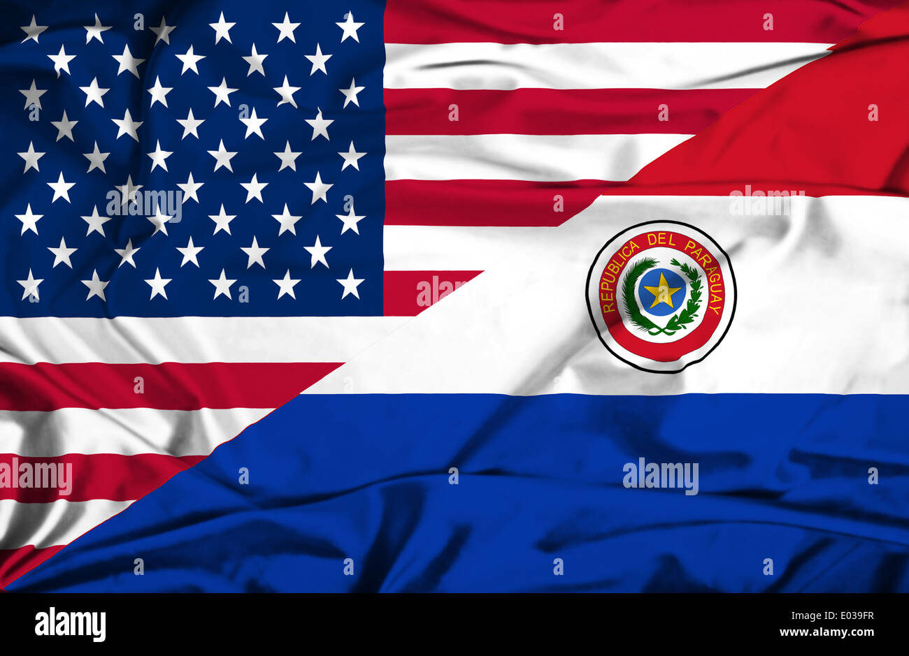 Waving flag of Paraguay and USA Stock Photo - Alamy