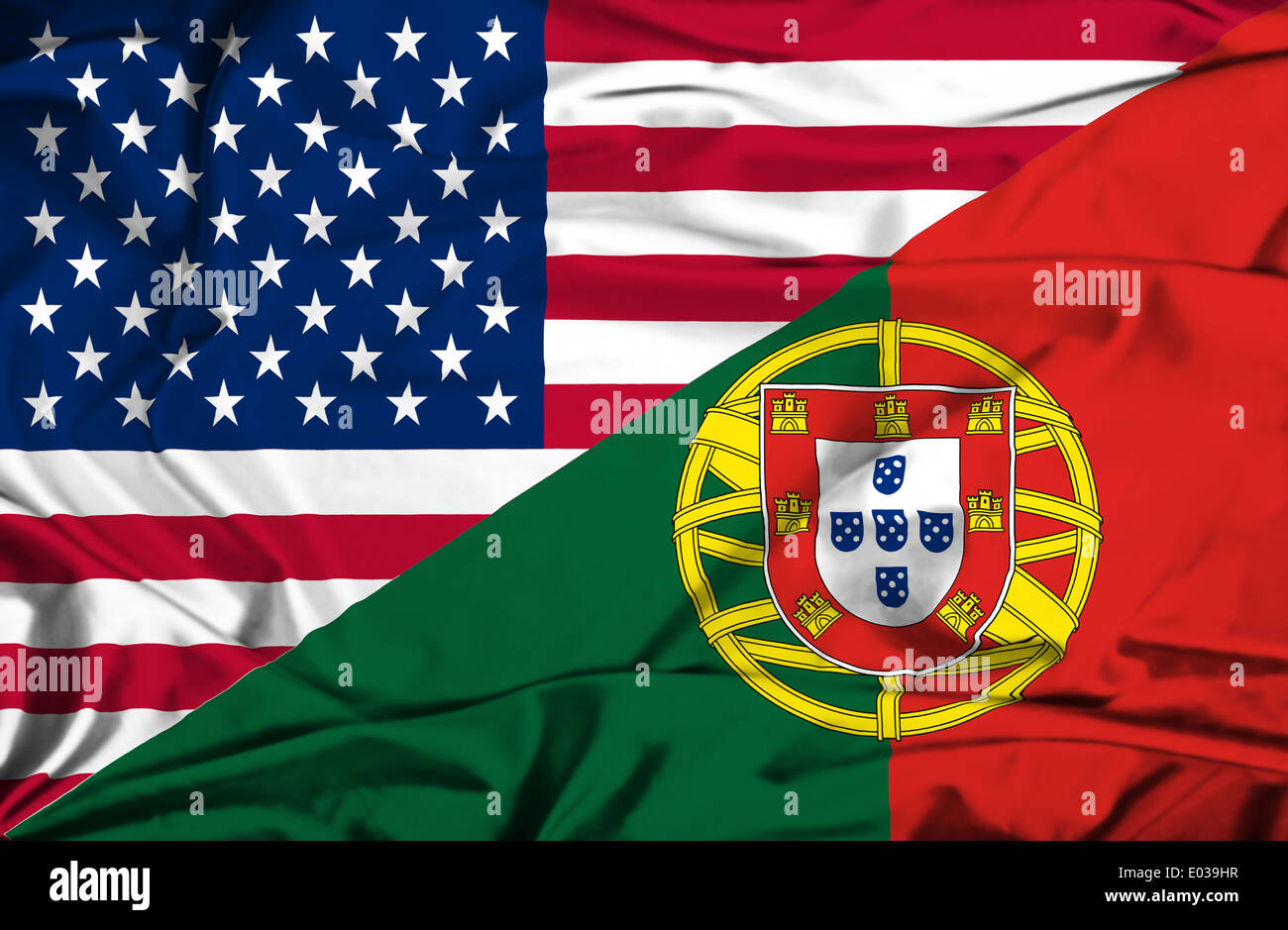 Waving flag of Portugal and USA Stock Photo - Alamy