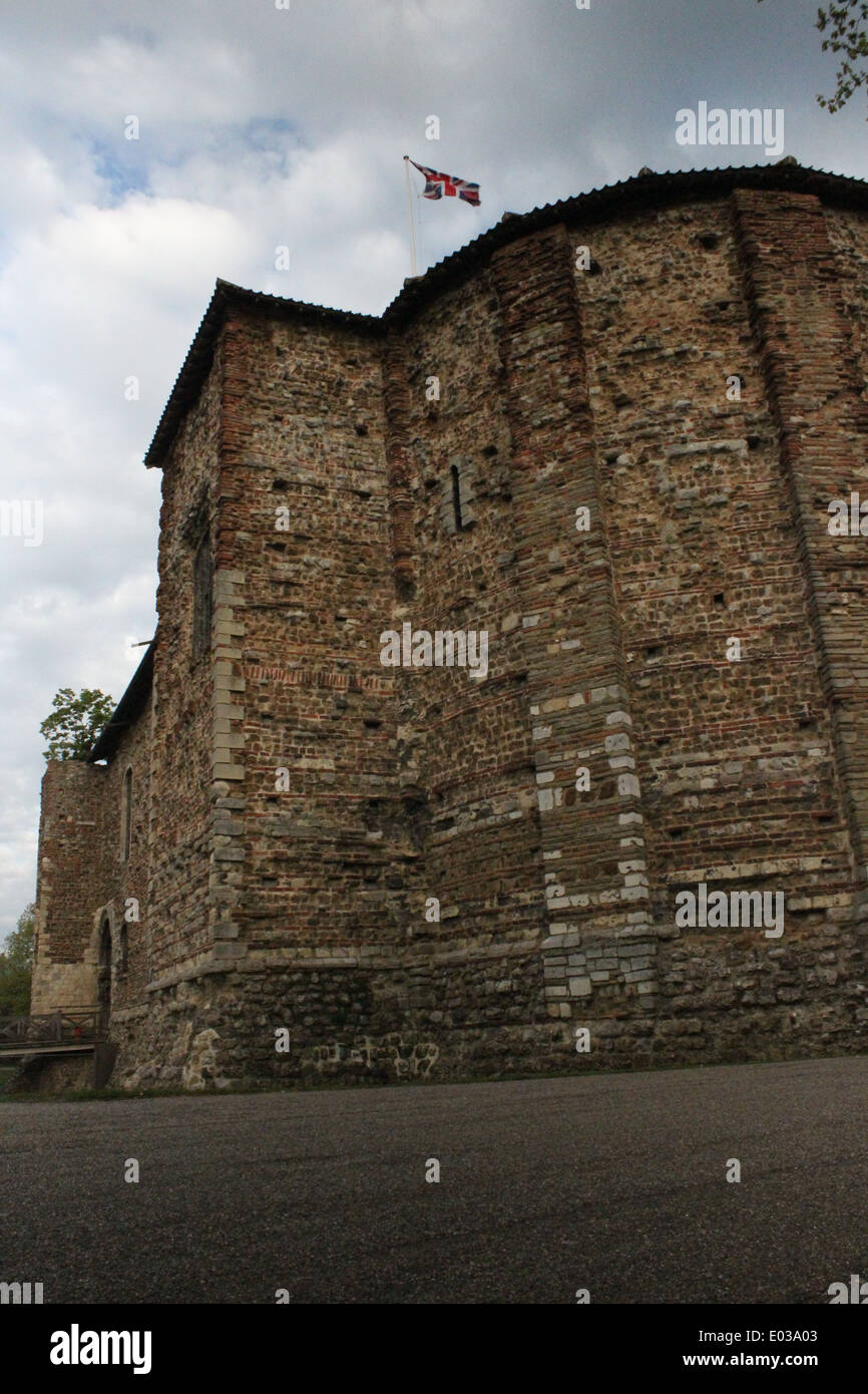 Colchester Castle in Colchester with the Union Flag raised Stock Photo ...