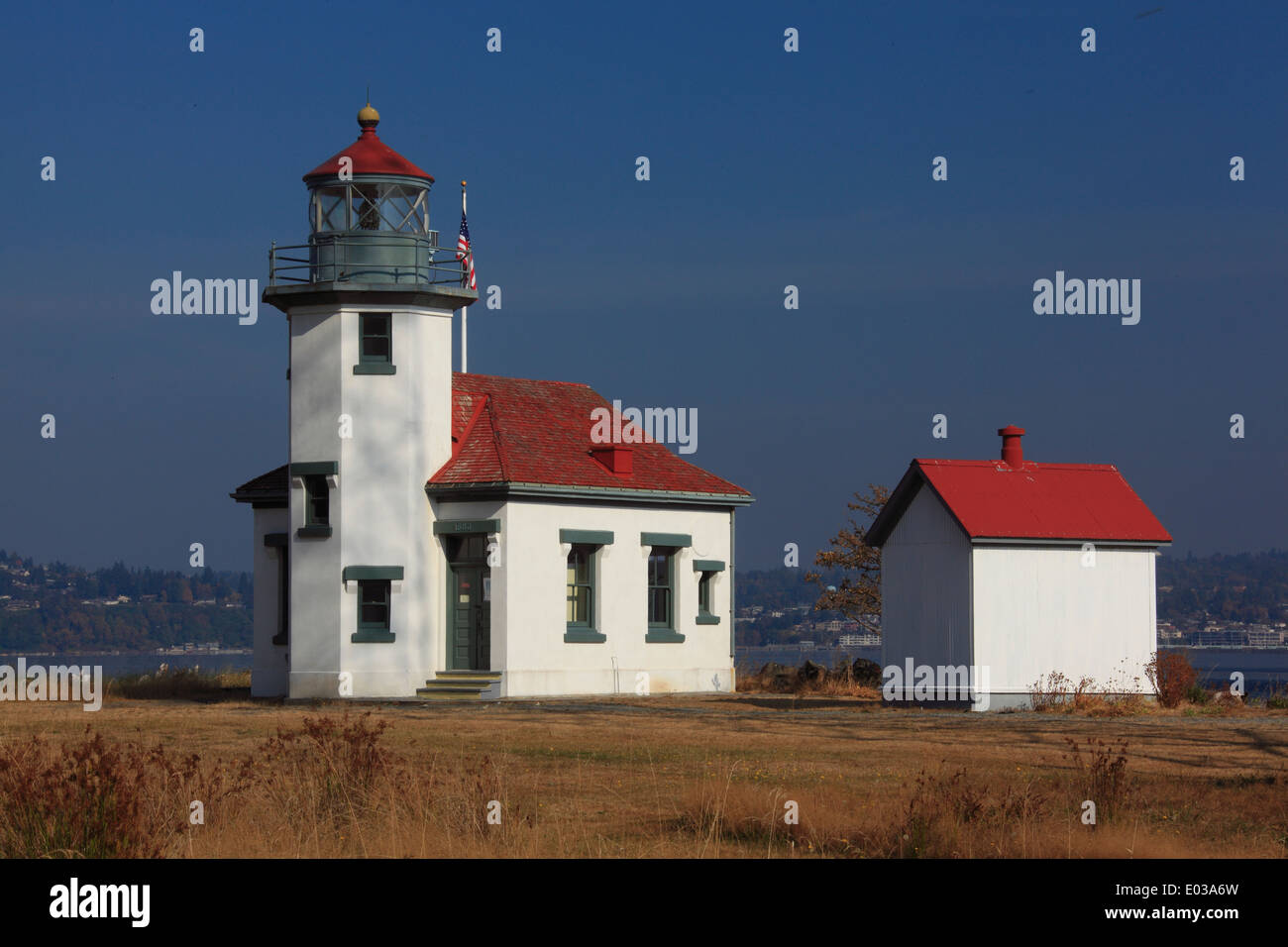 Photo of the Pt. Robinson Lighthouse, Maury Isalnd, Puget Sound, state ...