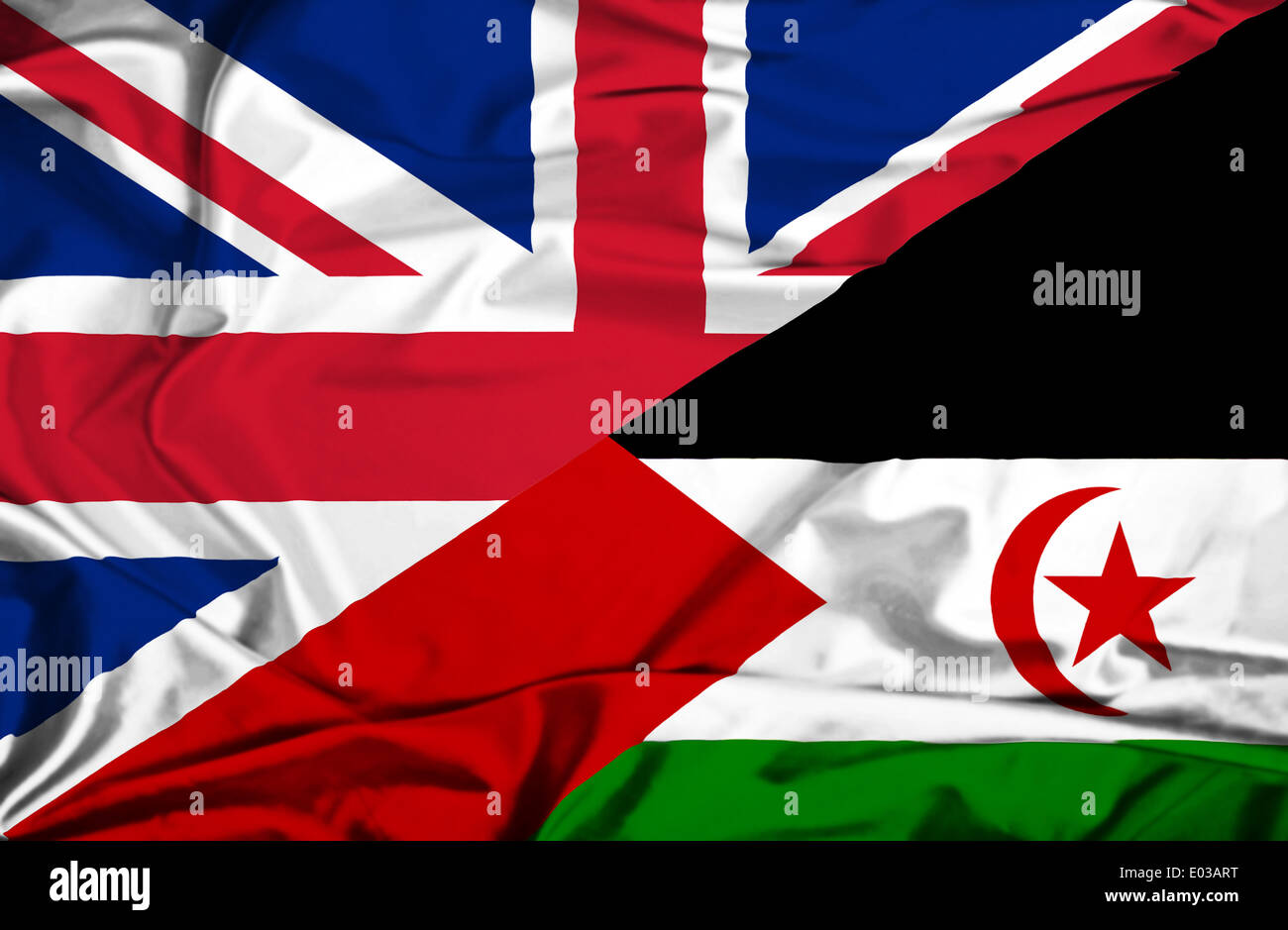 Waving flag of Western Sahara and UK Stock Photo - Alamy