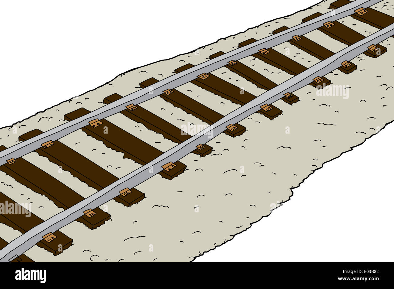 Single line of railroad tracks on white background Stock Photo - Alamy