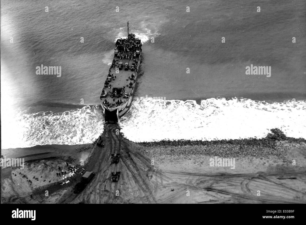 This image from the Pavey Collection captures the LST (Landing Ship ...