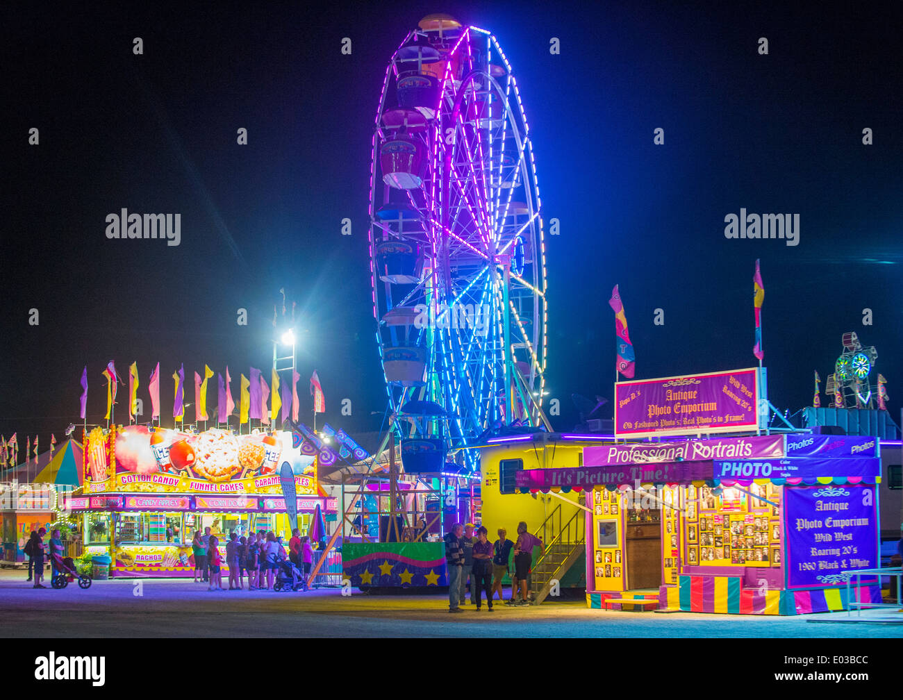 Amusement park at the Clark County Fair and Rodeo held in Logandale ...