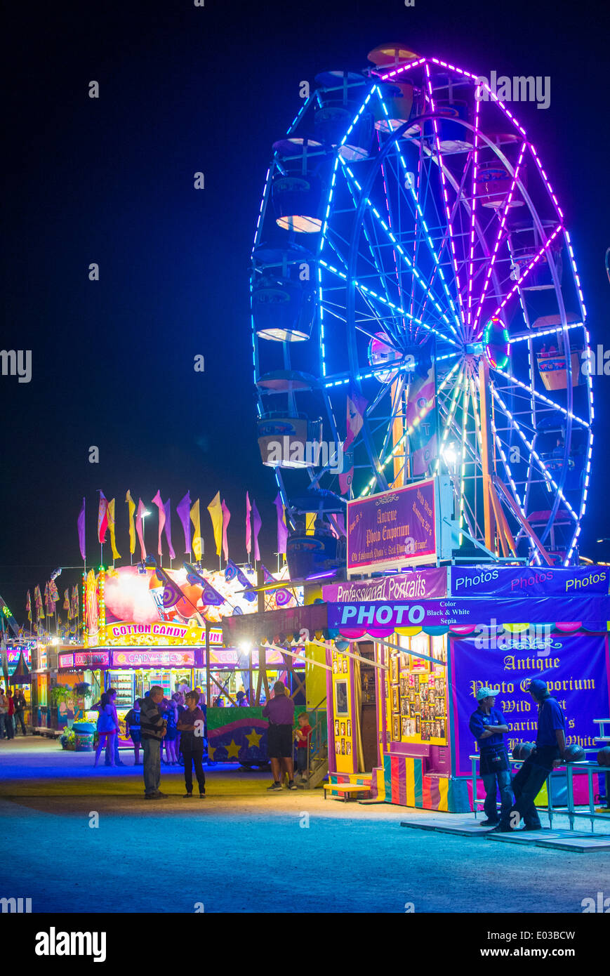 Amusement park at the Clark County Fair and Rodeo held in Logandale ...