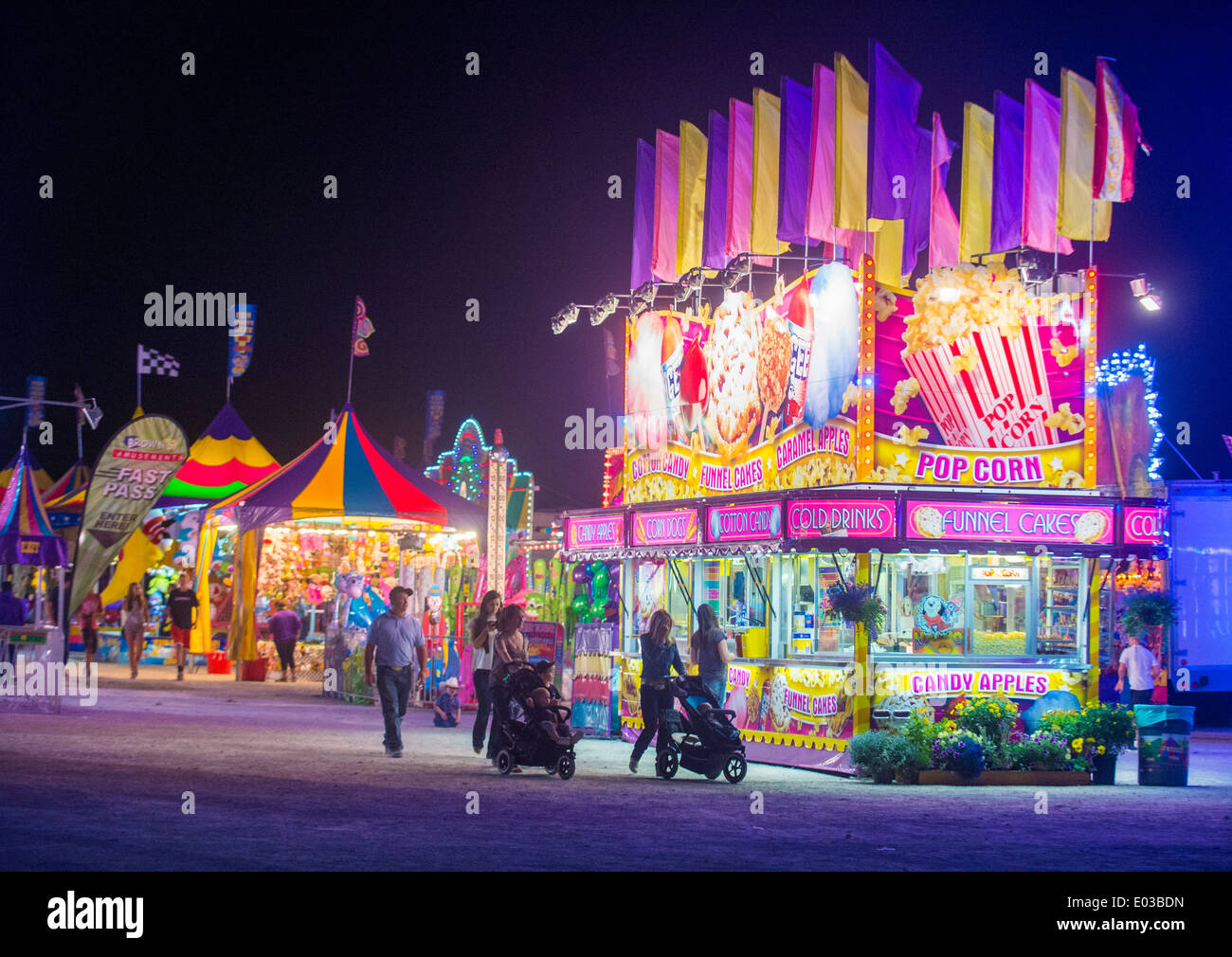 Amusement park at the Clark County Fair and Rodeo held in Logandale ...