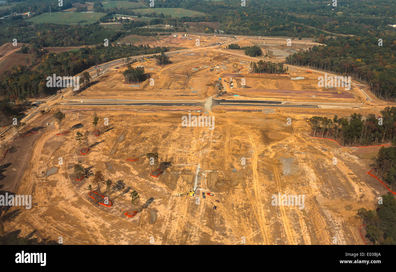 LOUDOUN COUNTY, VIRGINIA, USA - Aerial of land cleared for new housing ...