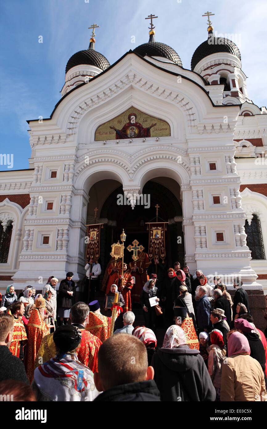 An Orthodox procession on the steps of the Alexander Nevsky Cathedral ...