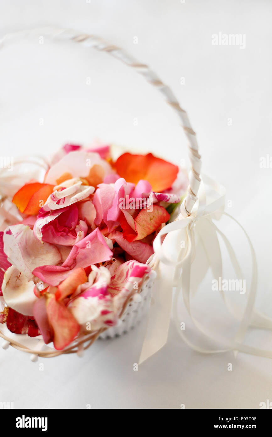 Colorful flower basket for wedding Stock Photo - Alamy