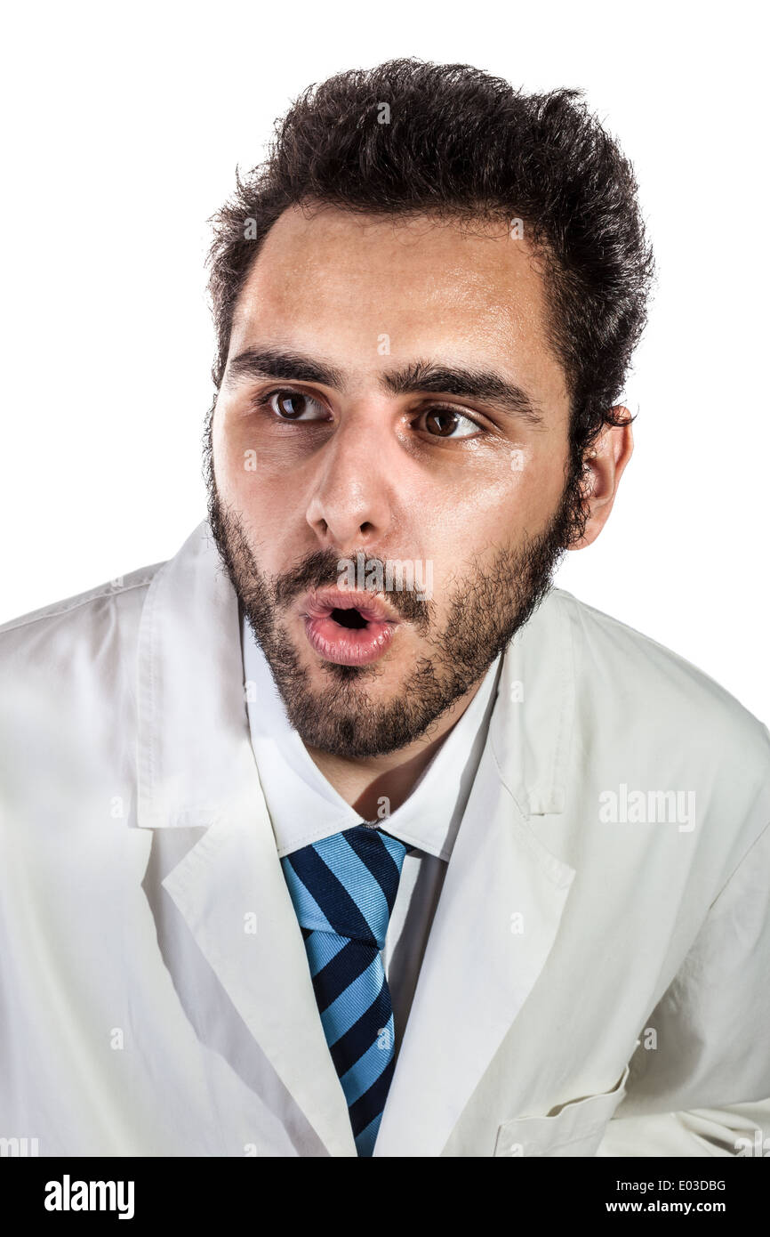 a young and handsome doctor or medical student isolated over a white ...