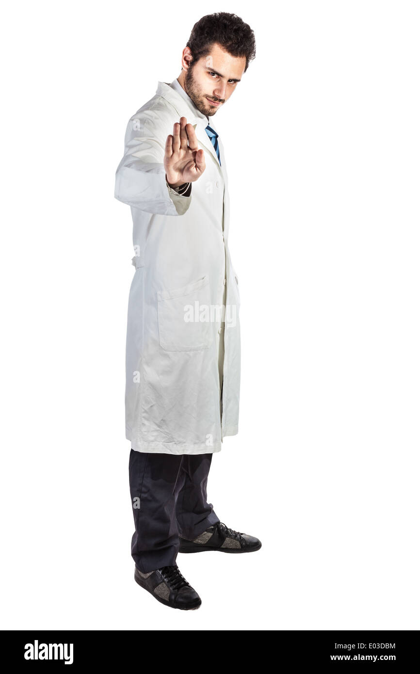 a young and handsome doctor or medical student isolated over a white ...