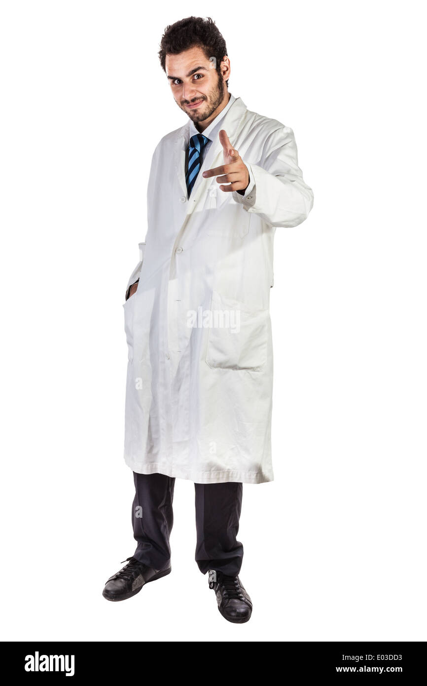 a young and handsome doctor or medical student isolated over a white ...